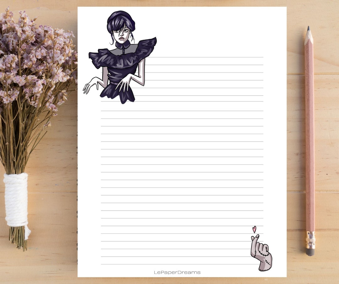Wednesday Addams Stationery, Printable Stationery, Digital Letter ...