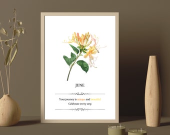 June Birth Flower Watercolor Digital Wall Art, Printable Motivational ...