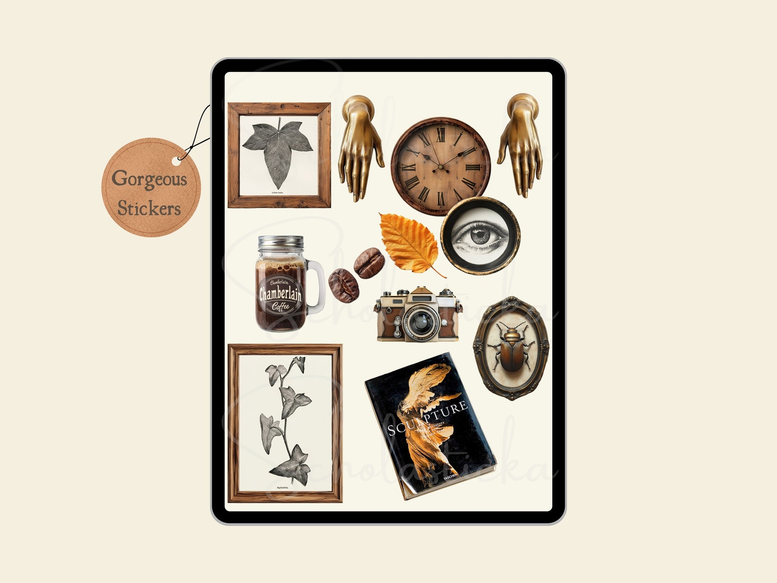 Fall Academia Realistic Stickers Set - PNG and Goodnotes File - Dark ...