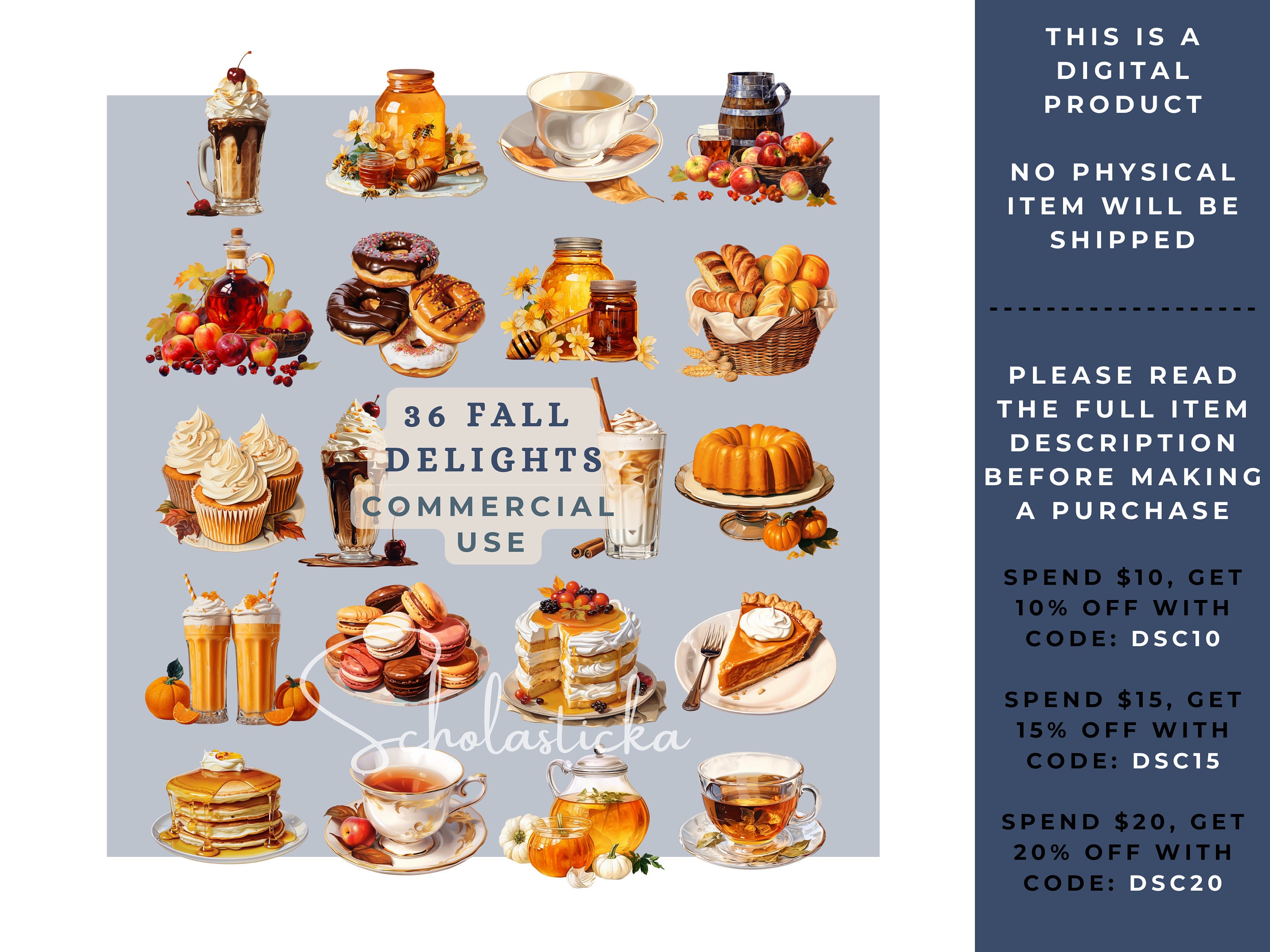 Premium Fall Food Clipart, Realistic Autumn Stickers, Harvest Delights ...