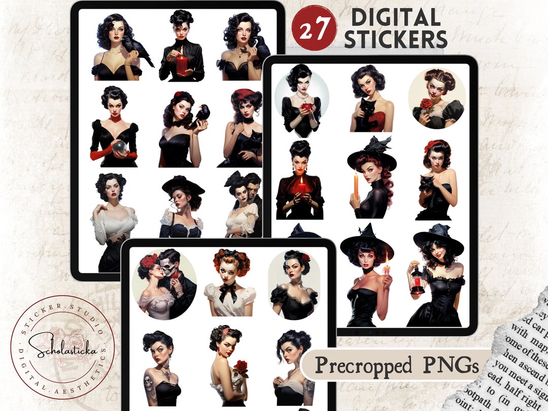 Goodnotes Stickers, Goth Stickers, Gothic Halloween, Pngs, Digital ...