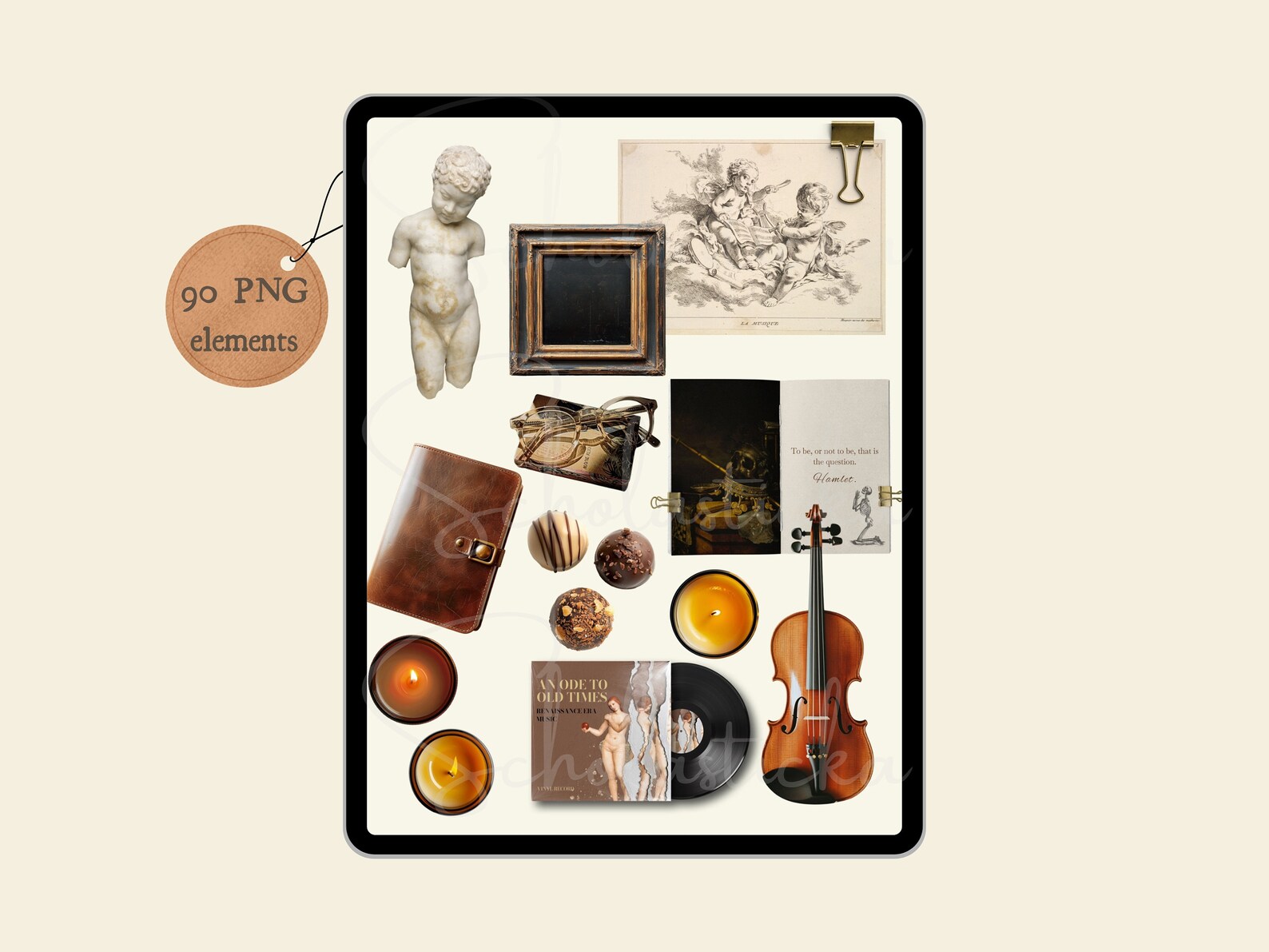 Fall Academia Realistic Stickers Set - PNG and Goodnotes File - Dark ...