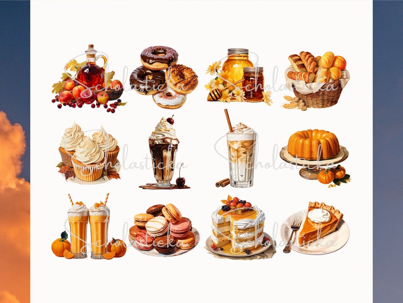 Premium Fall Food Clipart, Realistic Autumn Stickers, Harvest Delights ...