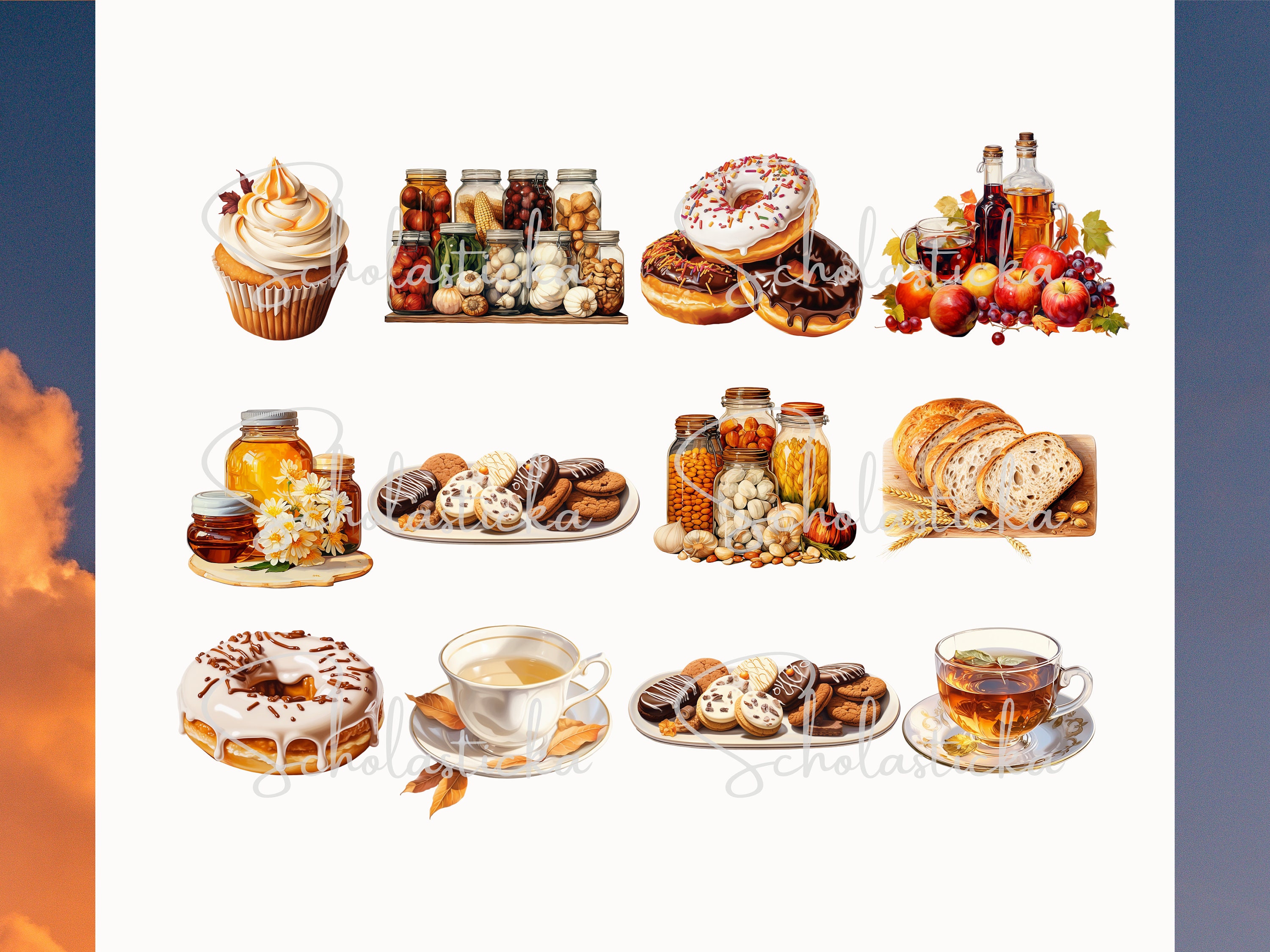 Premium Fall Food Clipart, Realistic Autumn Stickers, Harvest Delights ...