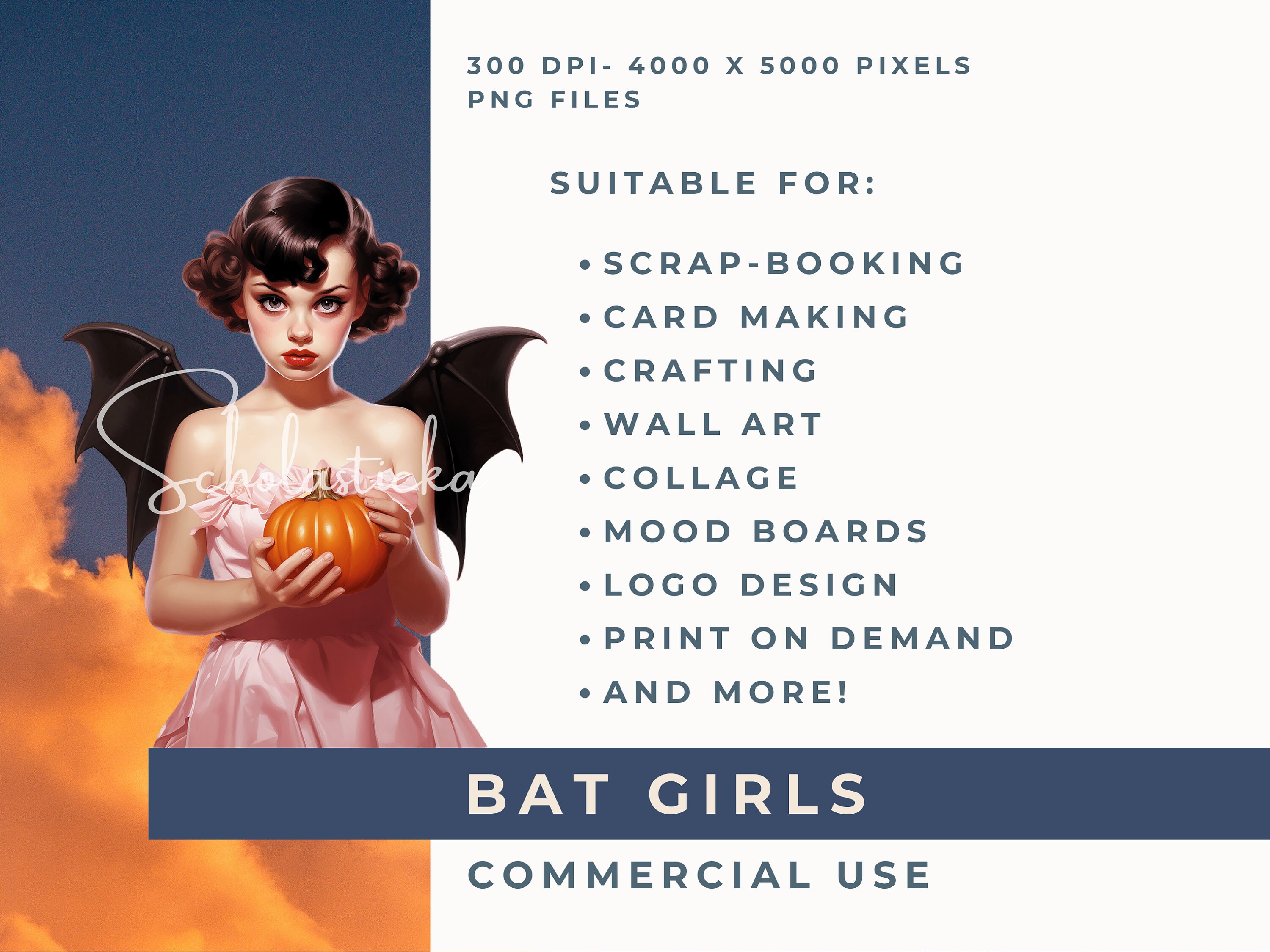 Bat Girls Clipart, Pink Halloween, Sublimation Design, Pumpkin Png ...