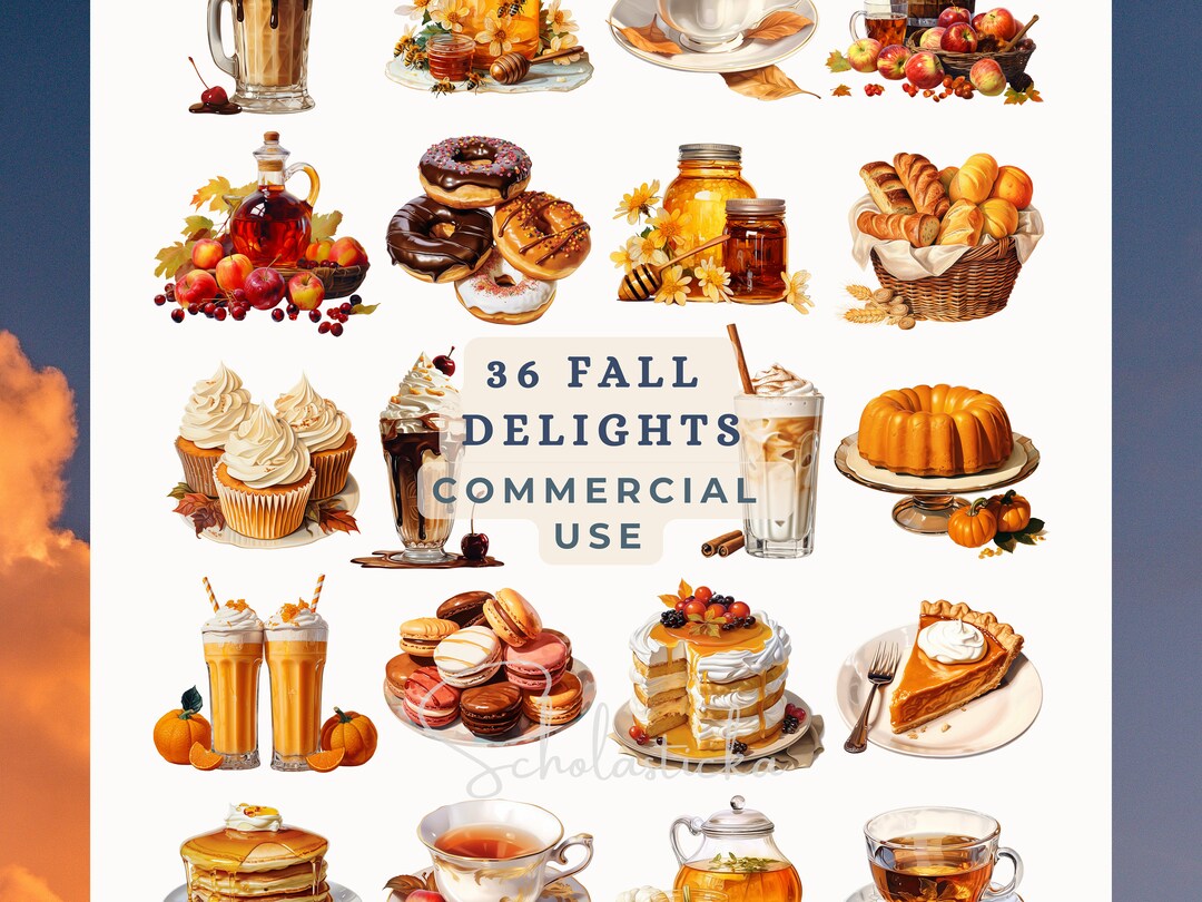 Premium Fall Food Clipart, Realistic Autumn Stickers, Harvest Delights ...