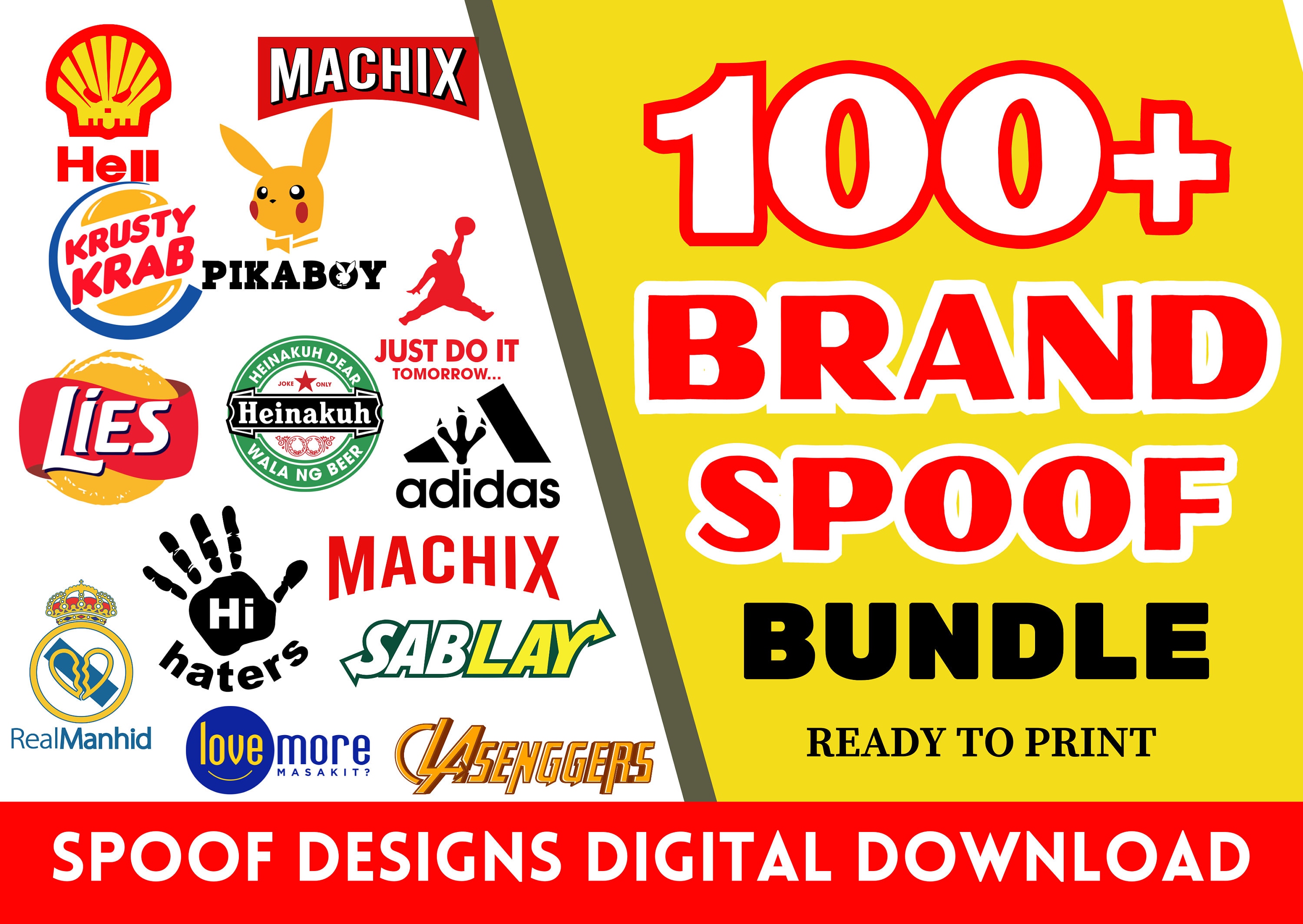 100+ Brand Spoof T-shirt Designs for DTG DTF Screen-printing and ...