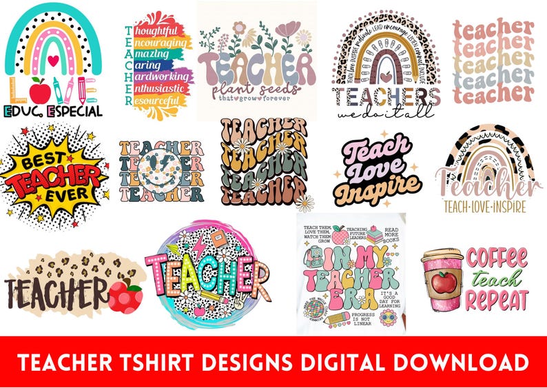 40+ Teacher Tshirt Design for DTG DTF Screen-printing Sublimation Ready ...