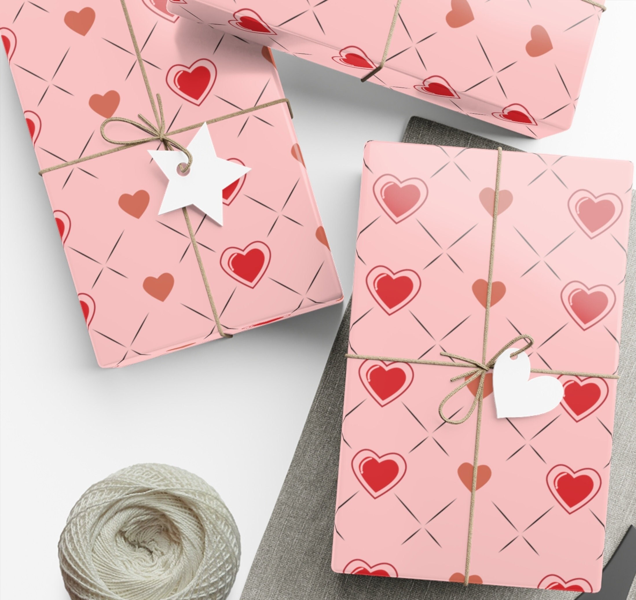 Pink Cute Hearts Wrapping Paper For Valentine's Day sold by Cheryl ...