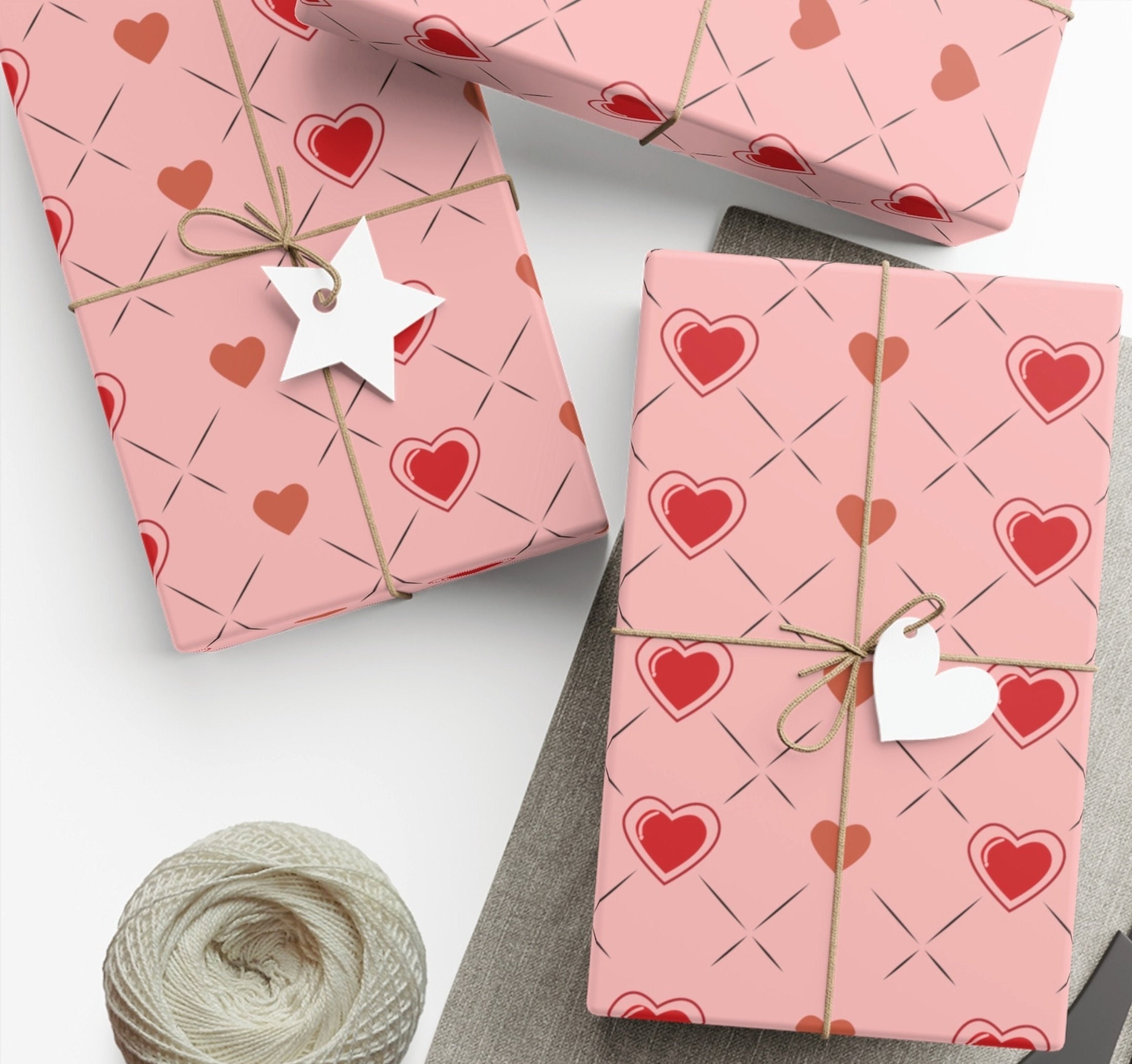 Pink Cute Hearts Wrapping Paper For Valentine's Day sold by Cheryl ...