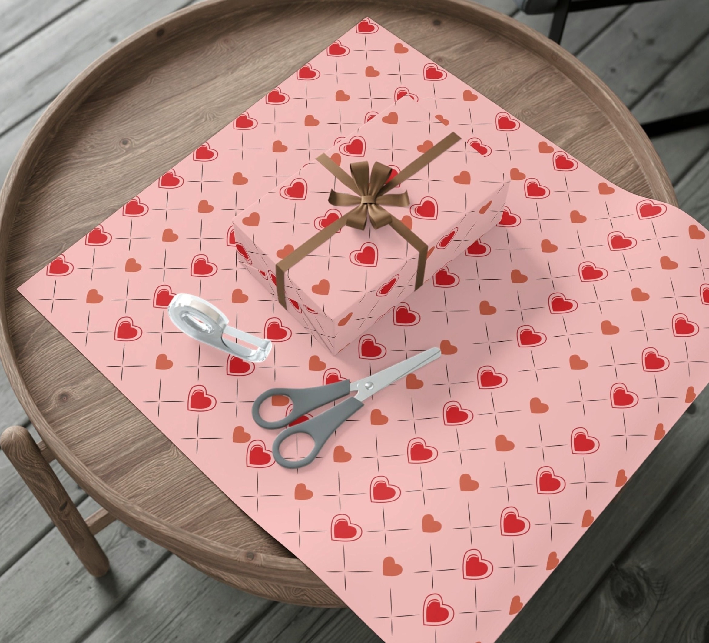 Pink Cute Hearts Wrapping Paper For Valentine's Day sold by Cheryl ...