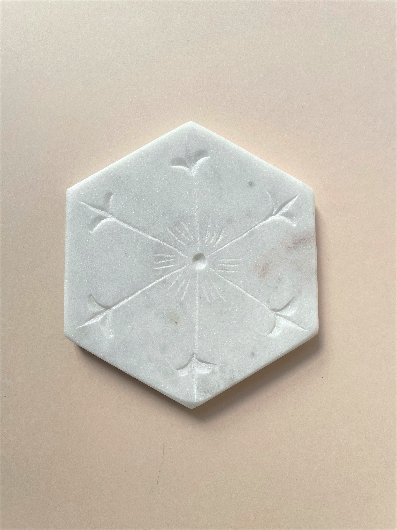 White Marble Coaster Set of 4, Hexagonal Snowflake Coasters, Decorative ...