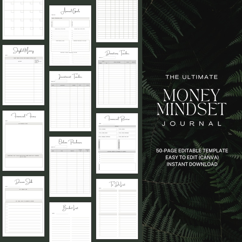 Money Mindset Journal | Editable Digital Journal | Canva Template ...