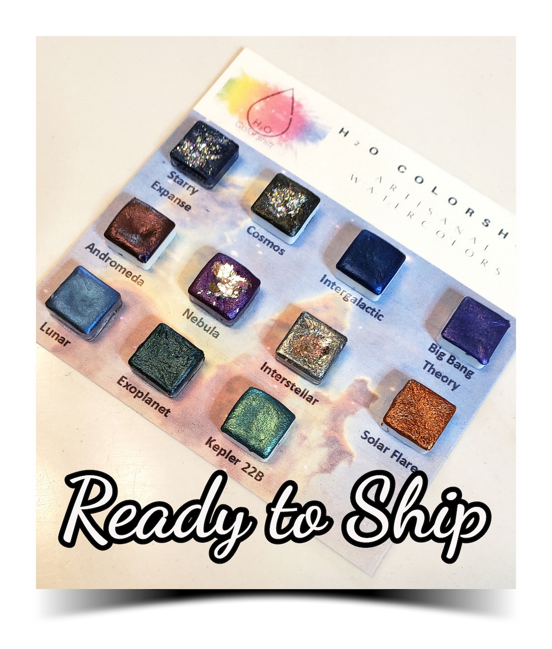 Mica Metallic Watercolor Dot Card Sampler, Handmade Sparkly Palette for ...