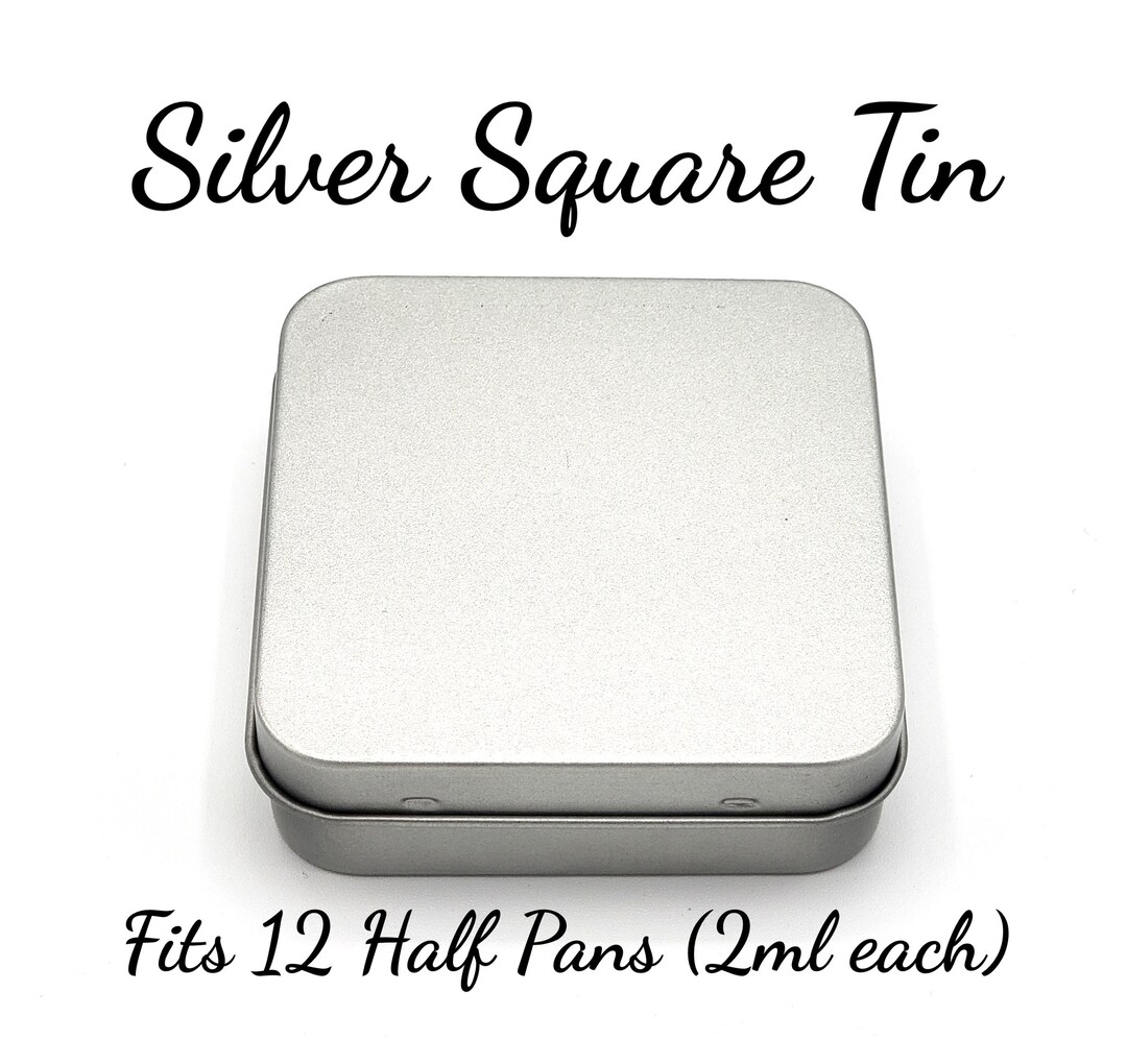 Silver Square Empty Hinged Metal En Plein Air Watercolor Palette Tin ...