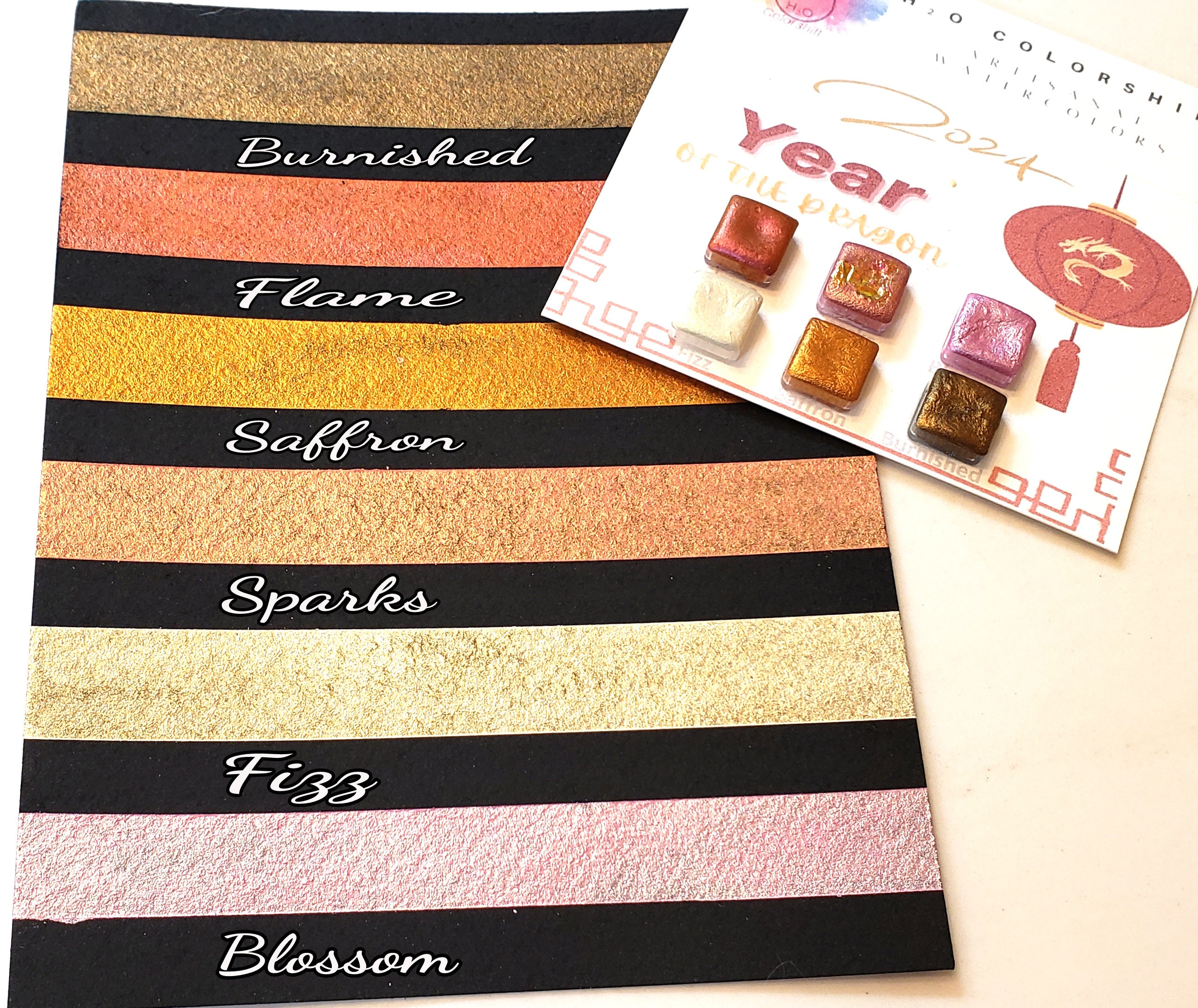 Mica Metallic Watercolor Dot Card Sampler, Handmade Sparkly Palette for ...