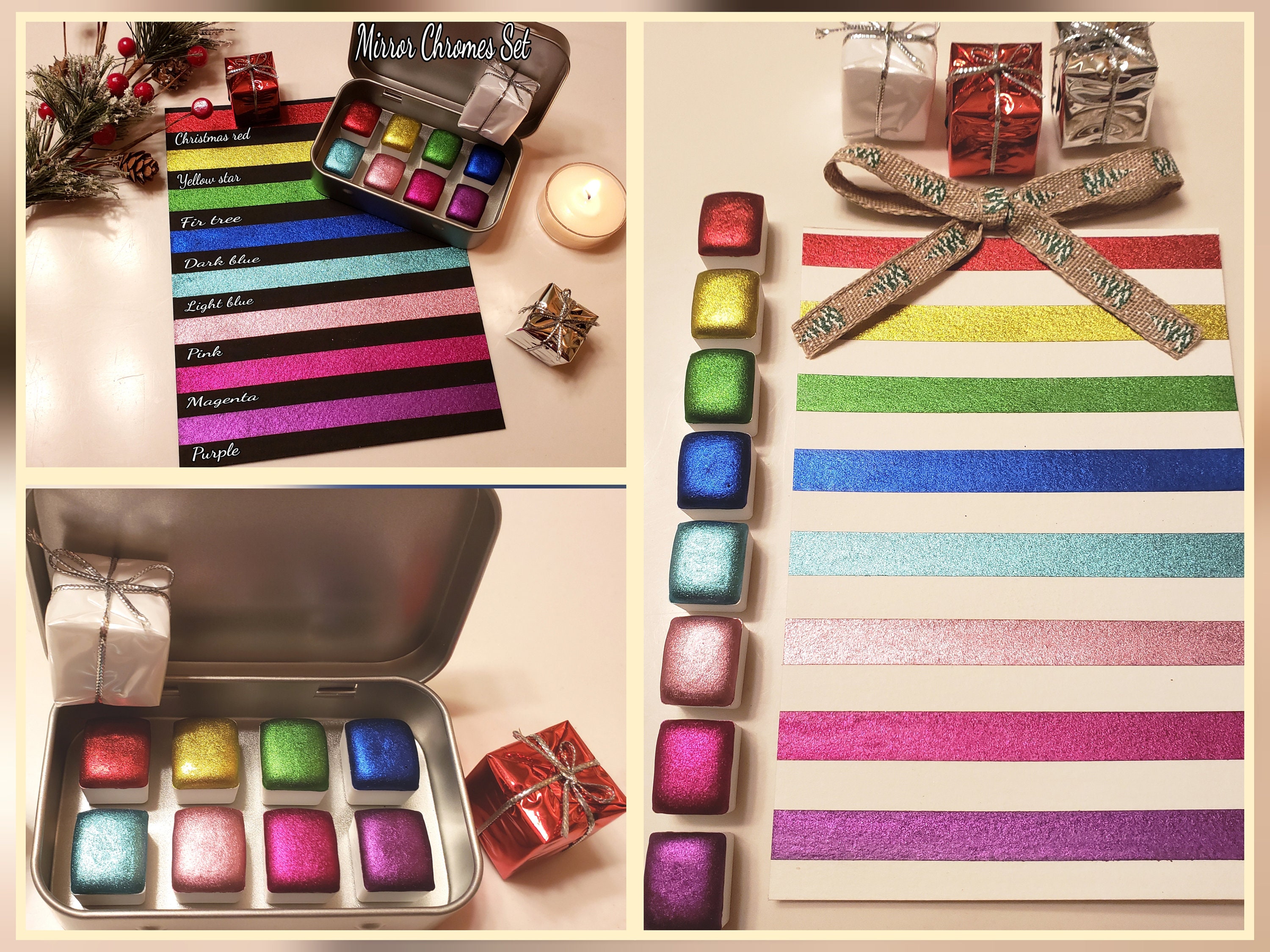 Mirror Chrome Mica Metallic Watercolor, Sparkly Colorshift Handmade ...