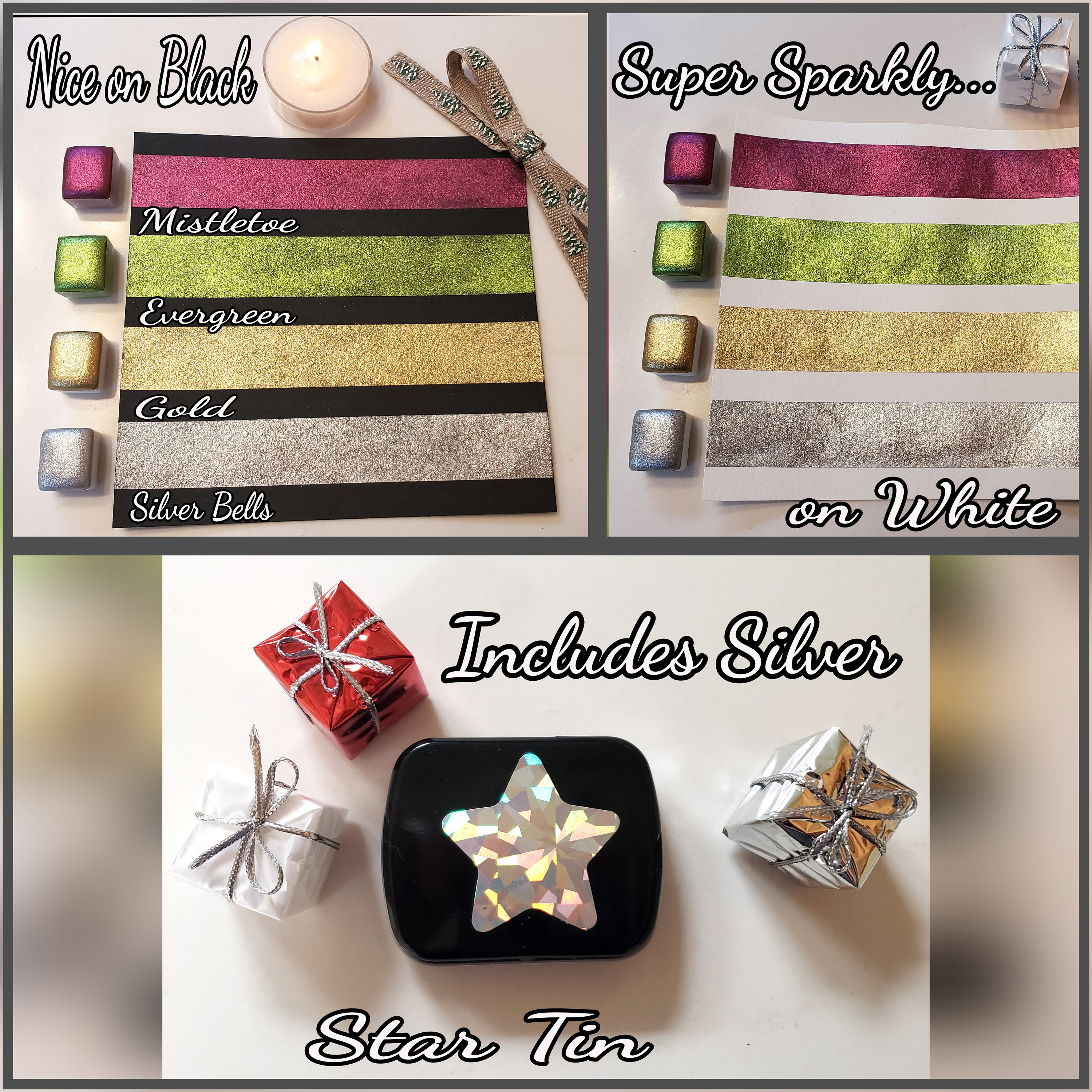 Mirror Chrome Mica Metallic Watercolor, Sparkly Colorshift Handmade ...