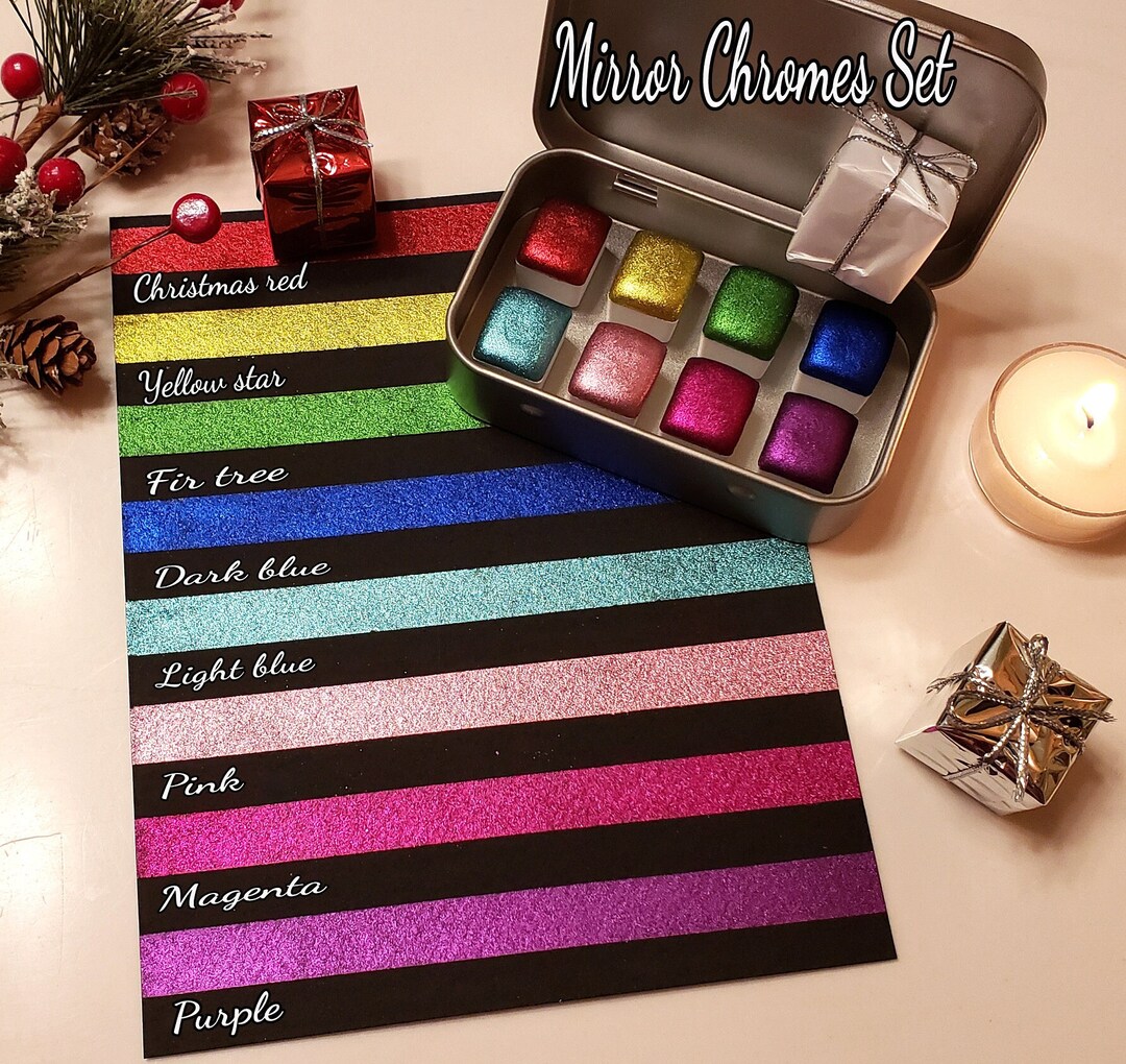 Mirror Chrome Mica Metallic Watercolor, Sparkly Colorshift Handmade ...