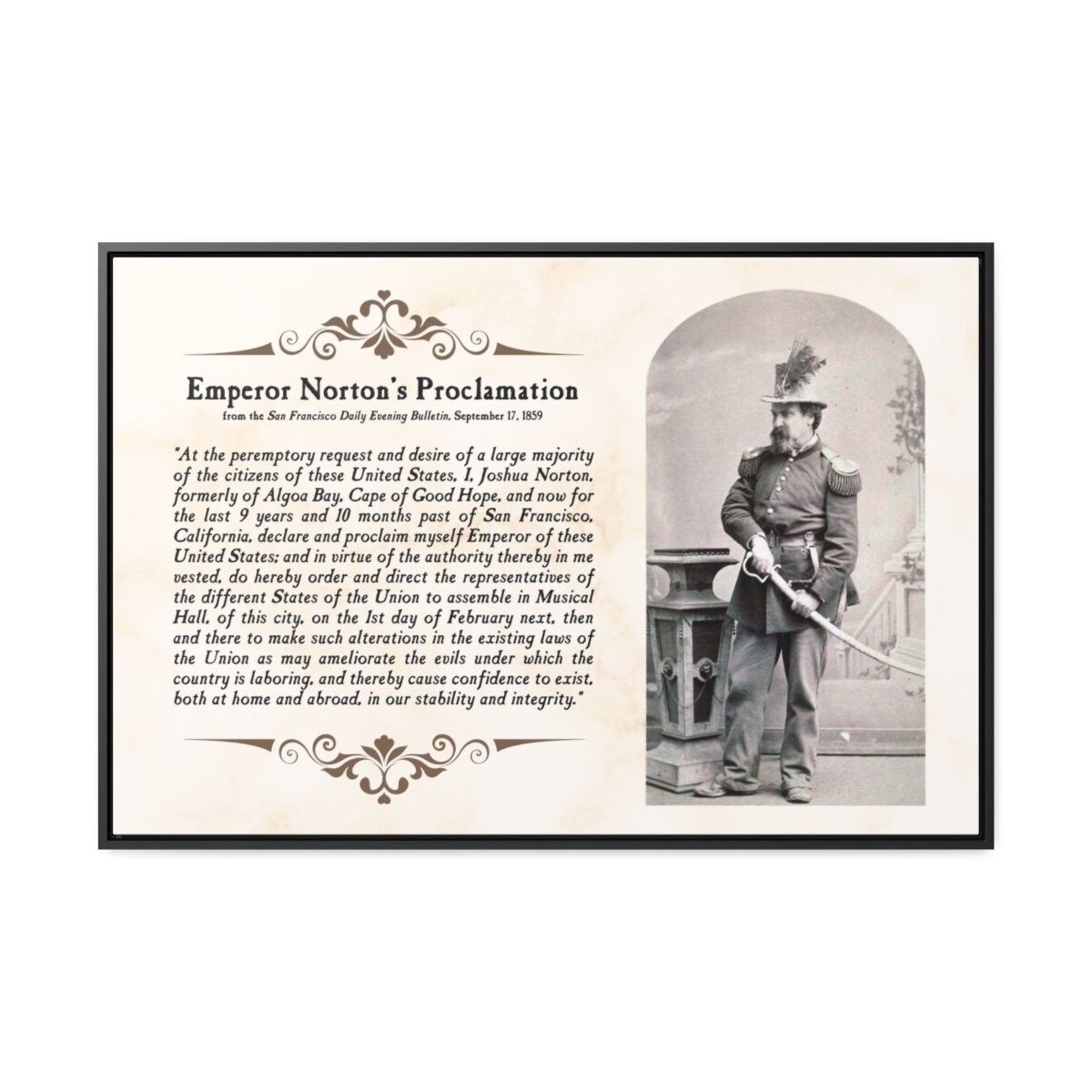 Emperor Norton's Proclamation Gallery Canvas Wraps, Horizontal Frame - Etsy