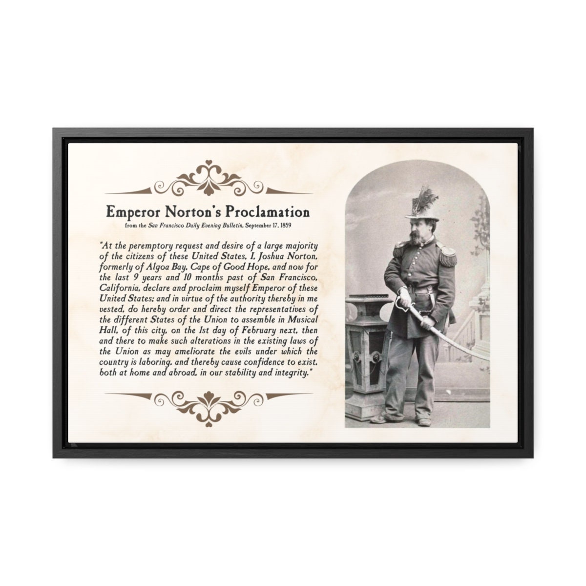 Emperor Norton's Proclamation Gallery Canvas Wraps, Horizontal Frame - Etsy
