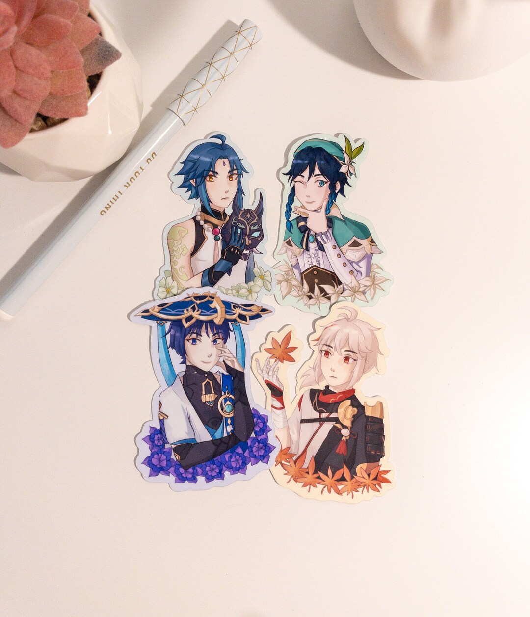 Genshin Impact Anemo Boy Stickers Xiao, Venti, Wanderer, Kazuha Set of ...