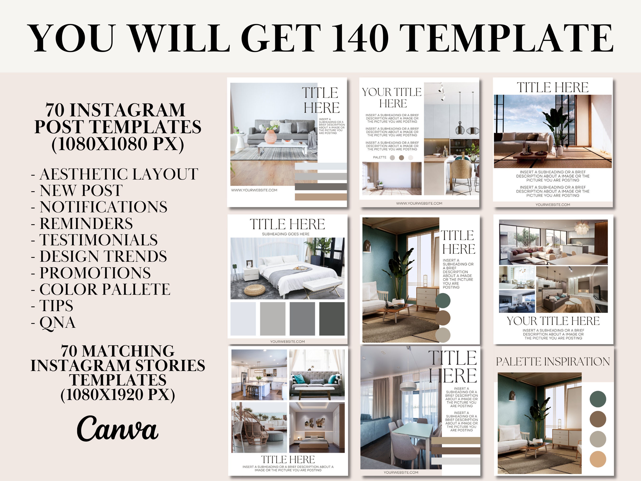 140 Interior Design Instagram Template for Instagram Post & Stories ...