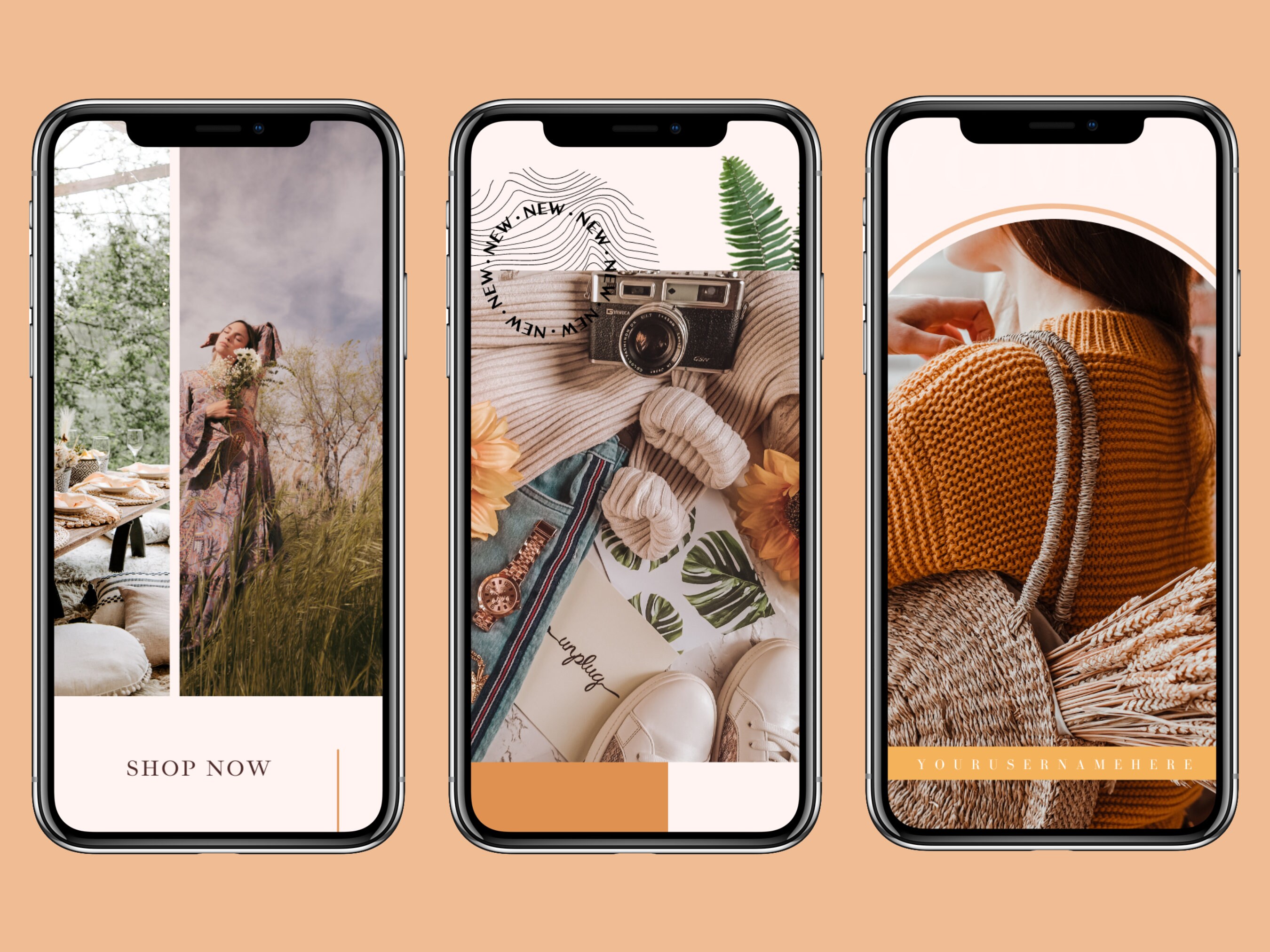Boho-themed Instagram Post & Stories Canva Template Bundle for Social ...