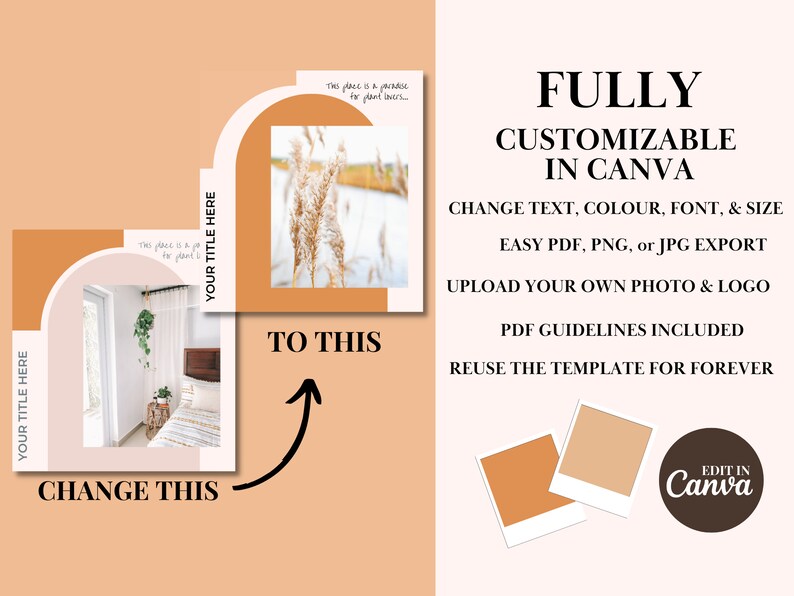 Boho-themed Instagram Post Canva Template Bundle for Social Media ...