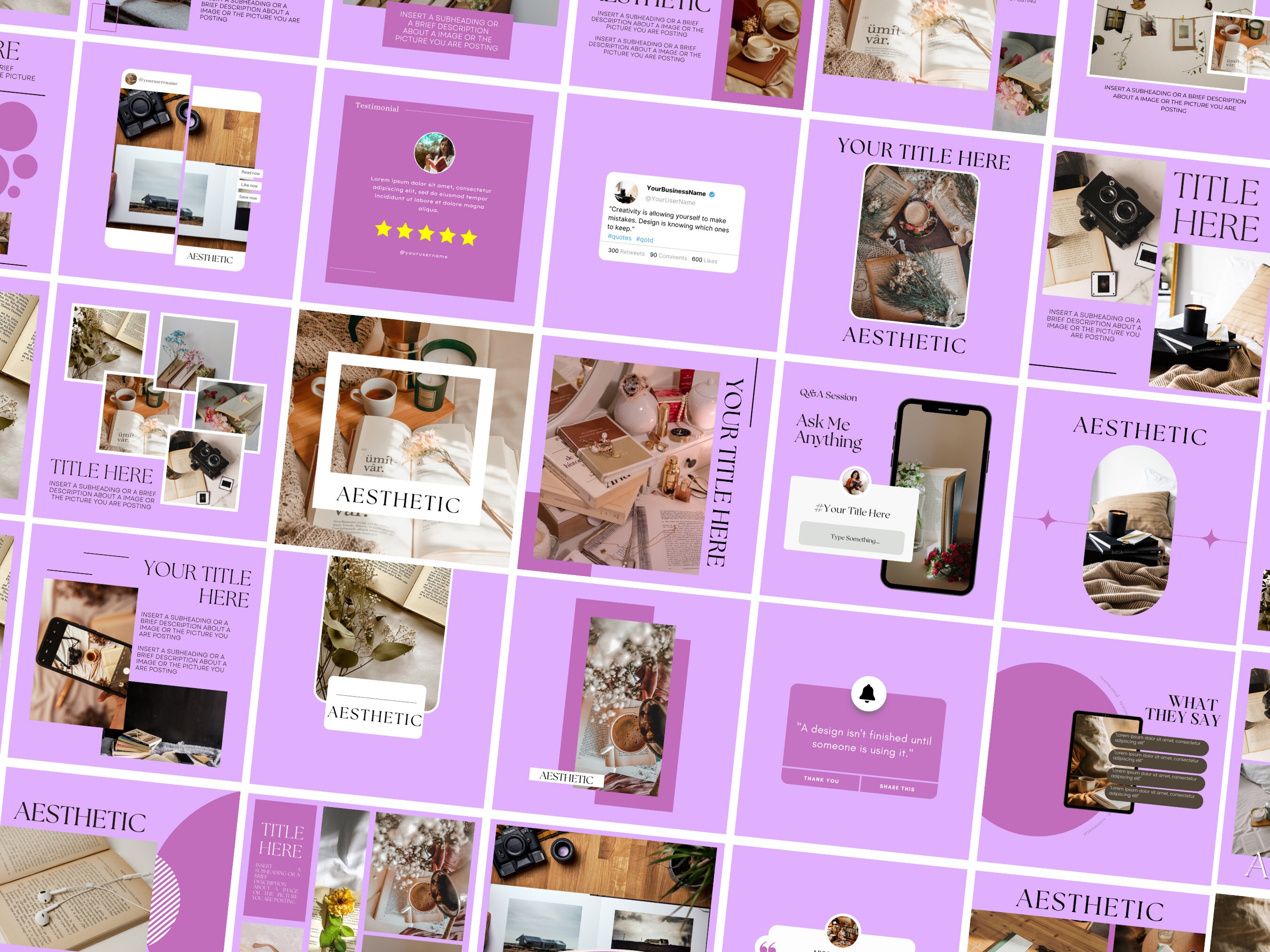 50 Purple Themed Instagram Post | Canva Template for Social Media ...