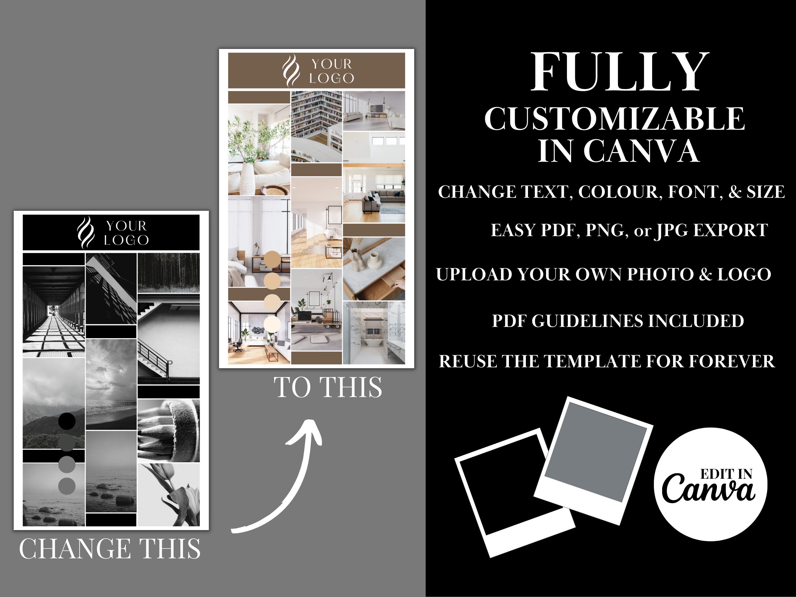 Minimalist Brand Board and Mood Board Templates | Editable Canva ...
