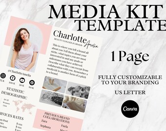2 Page Media Kit Canva Template Instagram Media Kit Influencer Rate Sheet Template Blogger ...