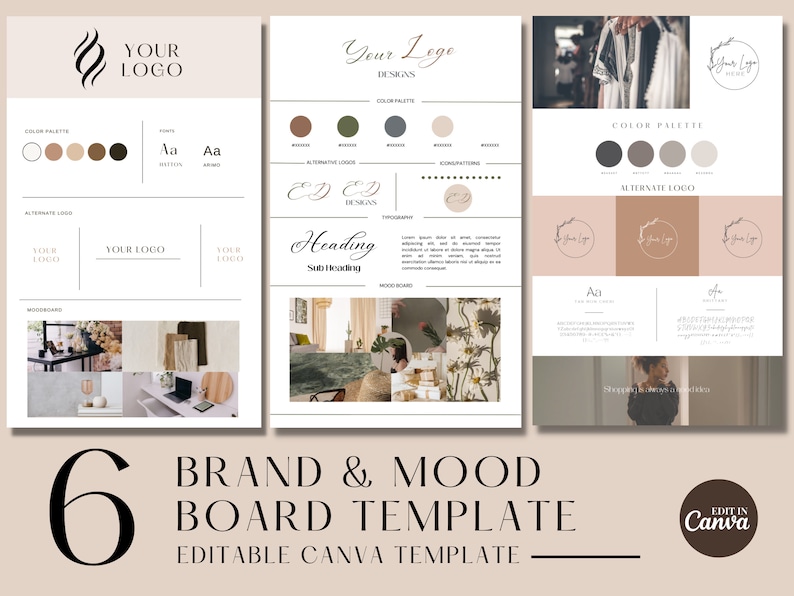Brand Board Templates and Mood Board Templates | Editable Canva ...