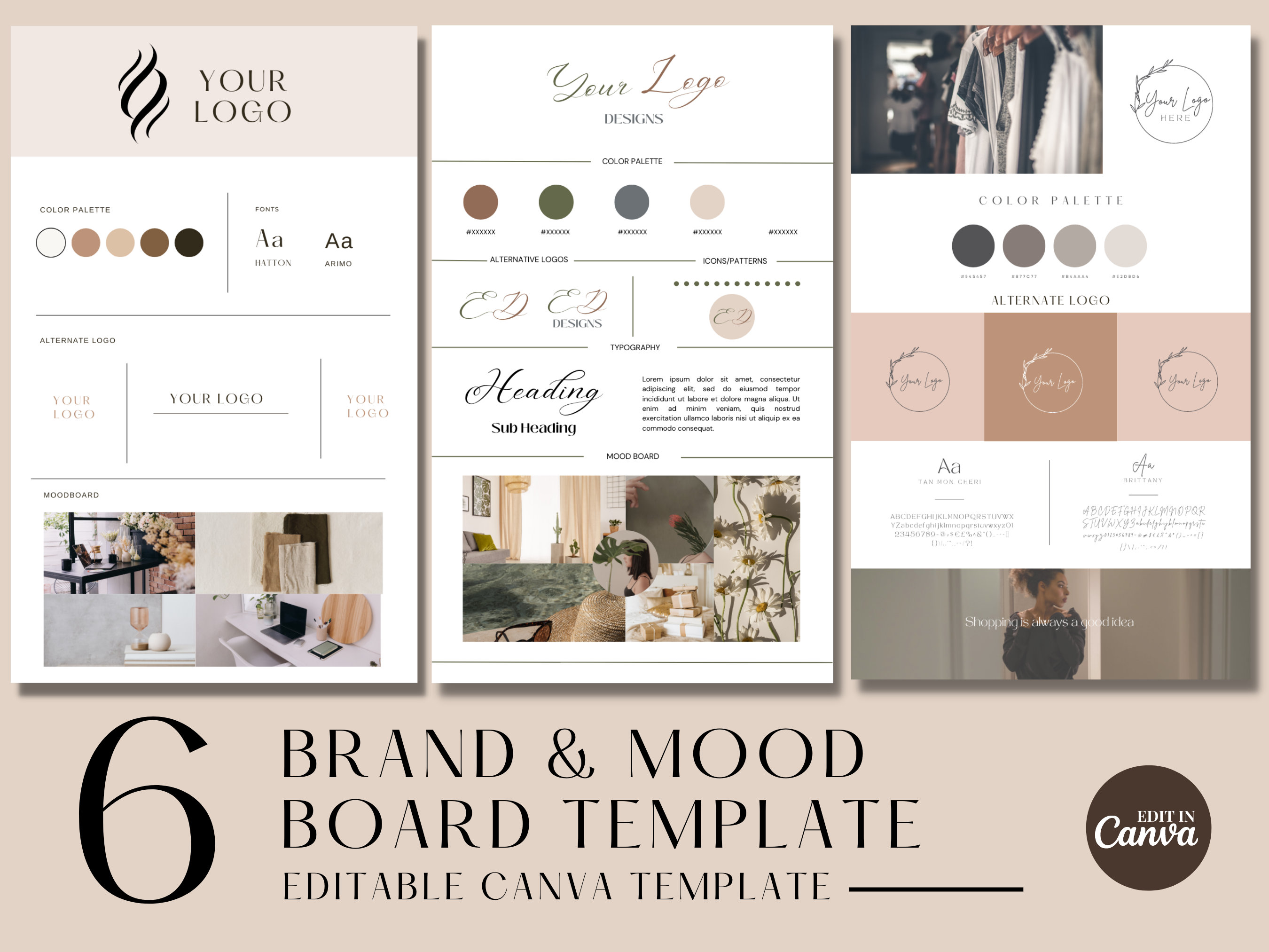 Brand Board Templates and Mood Board Templates | Editable Canva ...