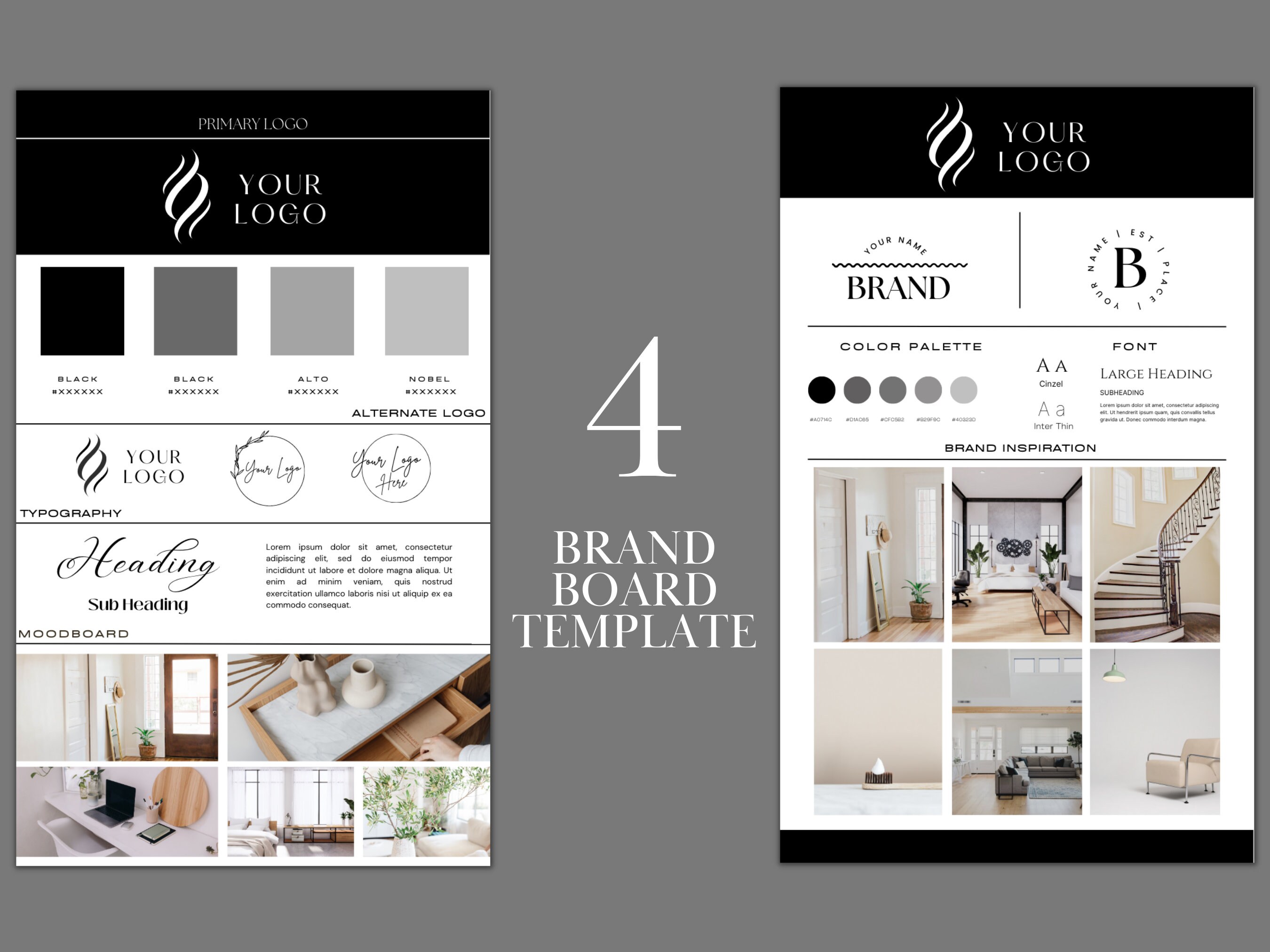 Minimalist Brand Board and Mood Board Templates | Editable Canva ...