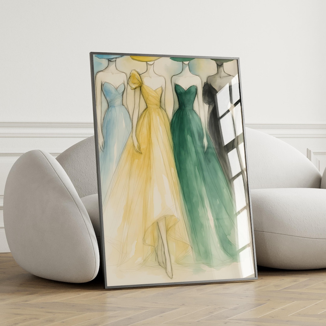 Fashion Illustration Poster, Dresses Wall Art, Digital Prints Download ...