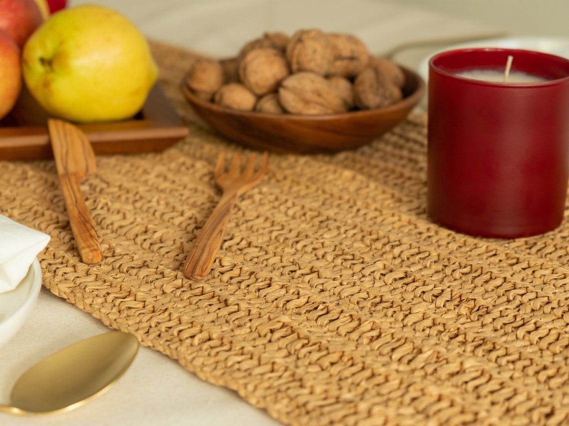 Handmade Raffia Table Runner, Crochet Table Runner, Coffee Table Runner ...