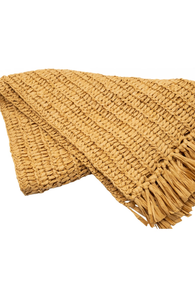 Handmade Raffia Table Runner, Crochet Table Runner, Coffee Table Runner ...