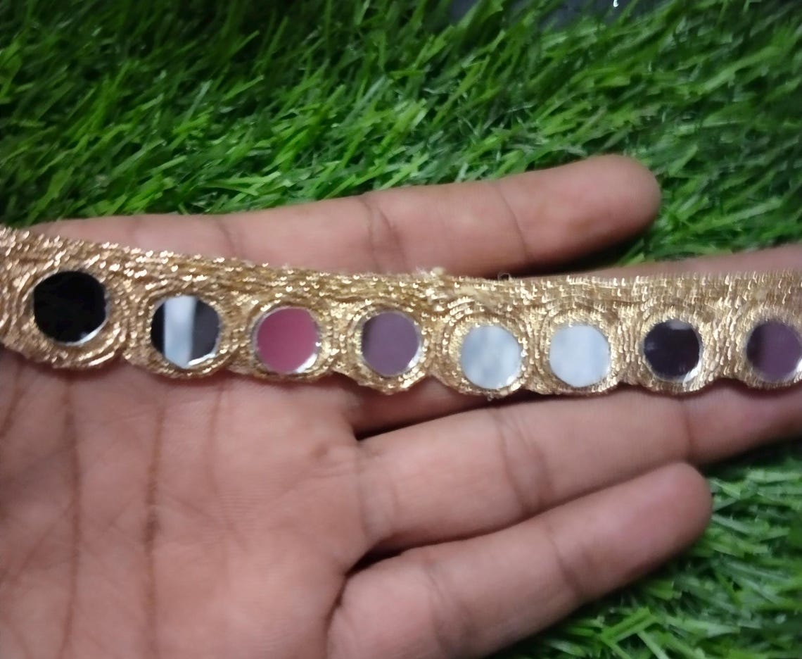 Gold Mirror Cutwork Lace Trim: Indian Sari Border, DIY Sewing - Etsy