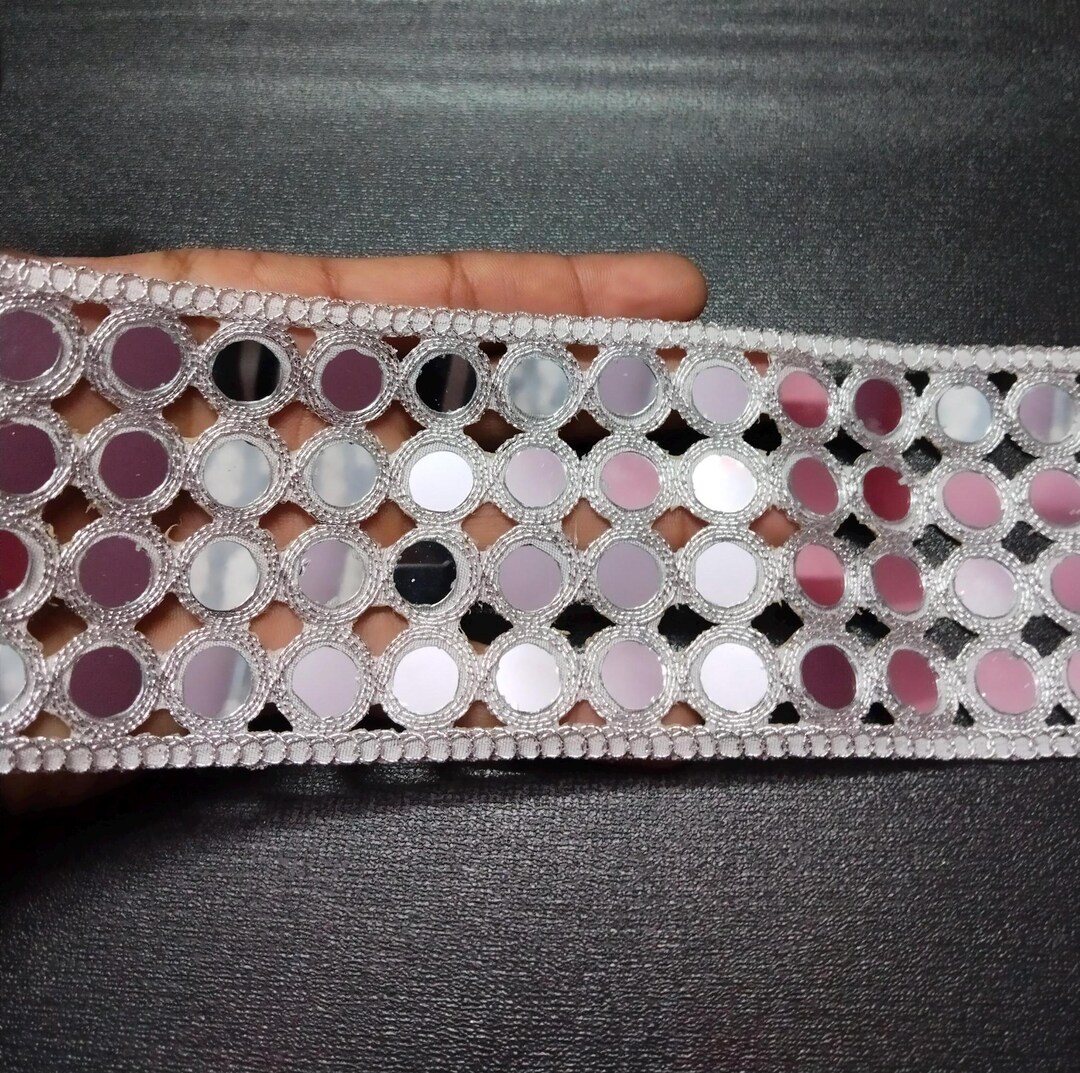 Mirror Work Border: Silver Scalloped Zari Trim - 3 Inch - Etsy