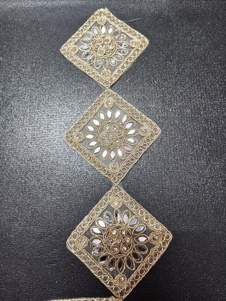 Pearl Crystal Embroidered Lace Trim: Gold Indian Sari Embellishment - Etsy
