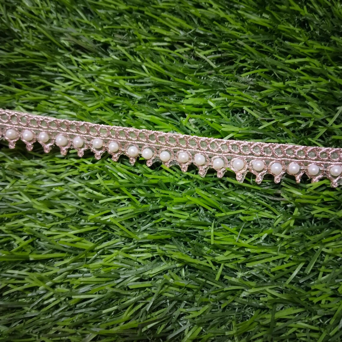 Rose Gold Pearl Scallop Lace Trim: Indian Zari Sewing Craft (9 Yards ...