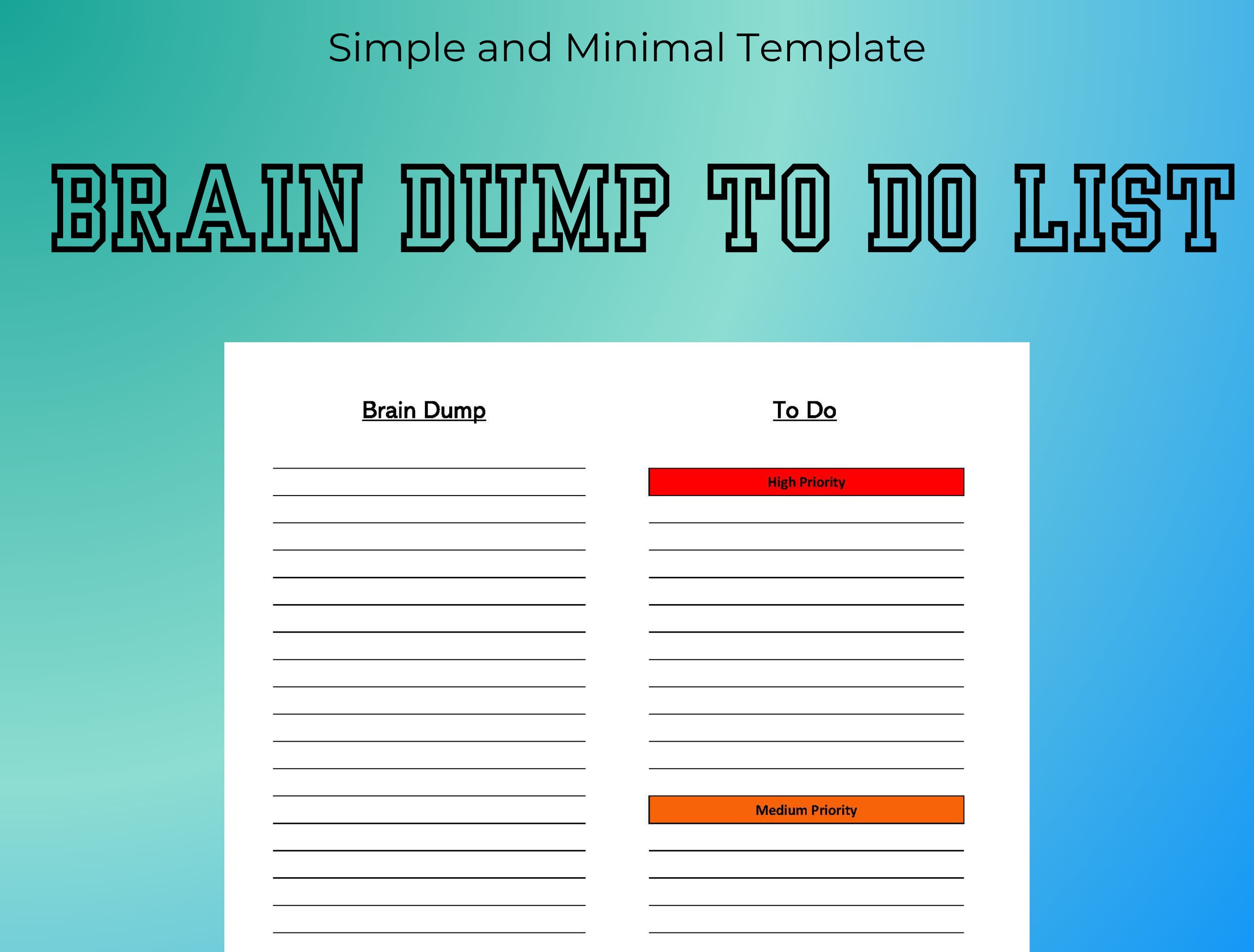Brain Dump to Do List - Etsy