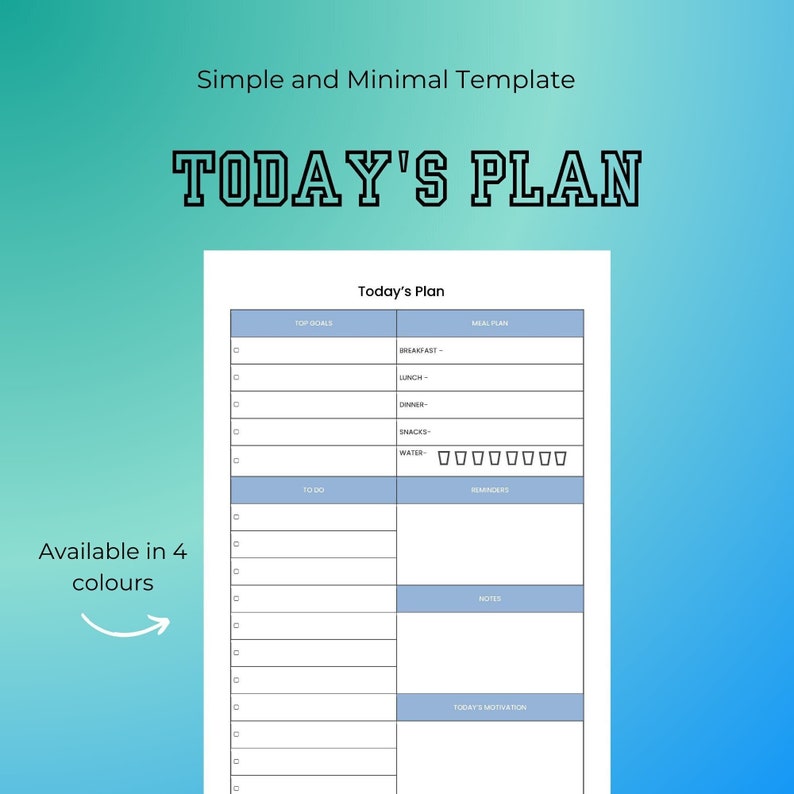 Daily Planner ~today's Plan~ Printable - Etsy
