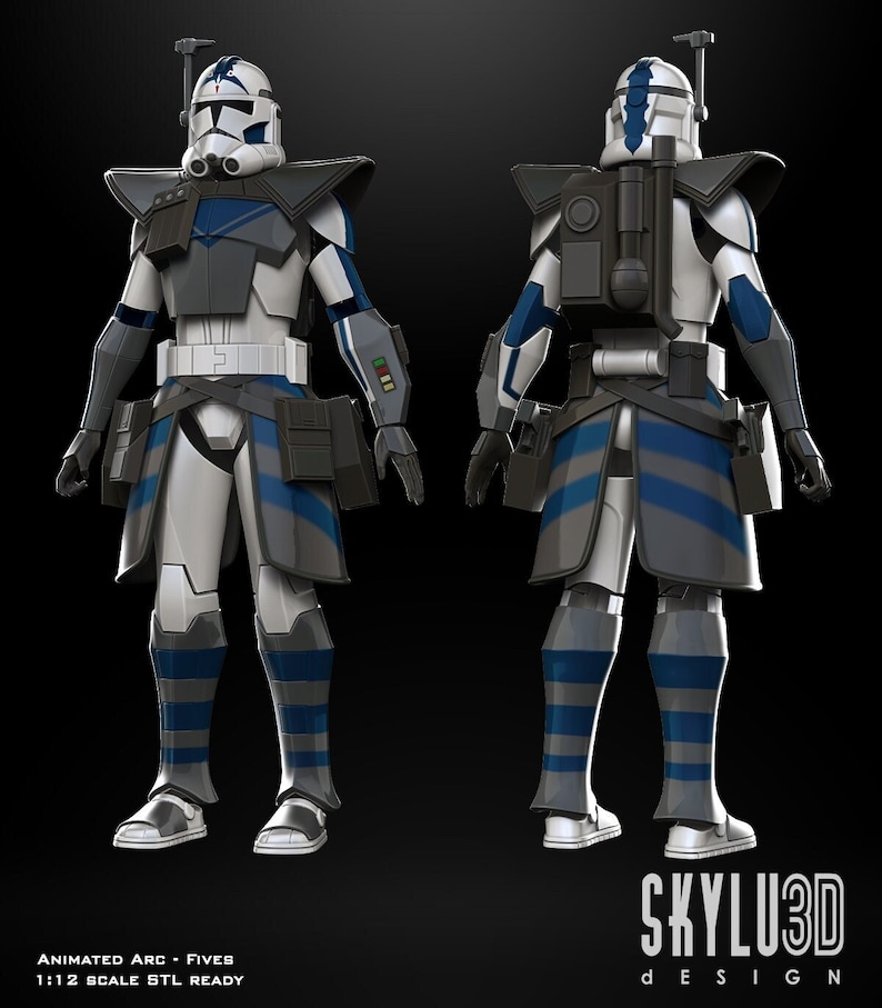 1:12 Scale Clone Wars Style Arc Trooper Fives / Jesse Unpainted 3D ...