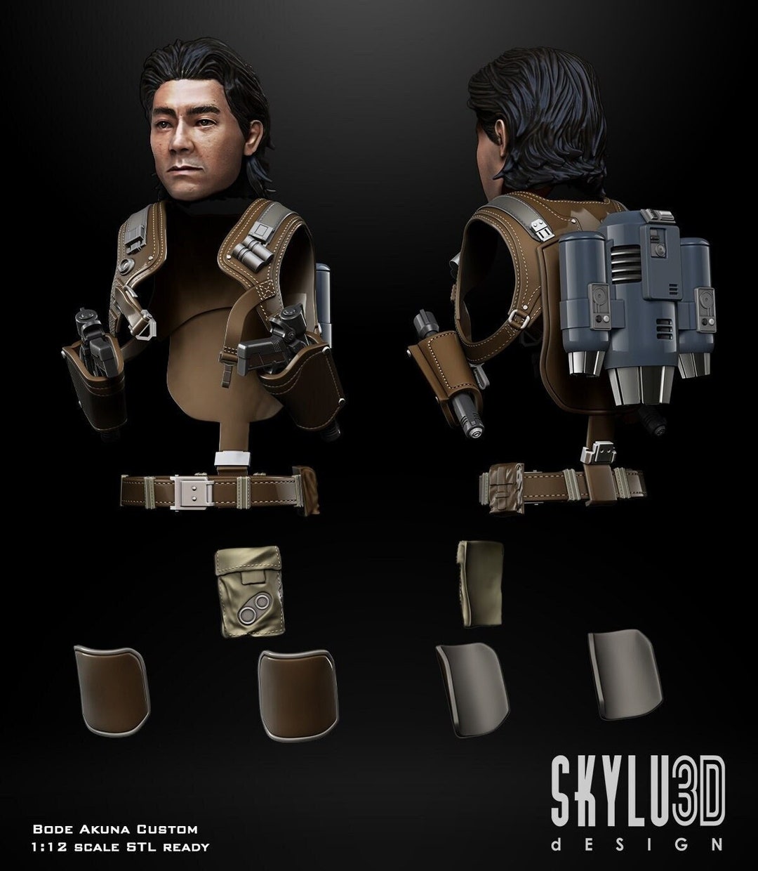1:12/18/6 Scale Bode Akuna Custom Jedi Survivor Unpainted 3D Printed ...