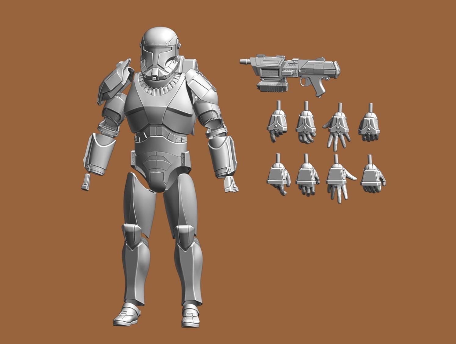 1:12/18/6 Scale Boss RC-1138 Republic Commandos With Hands Unpainted 3D ...
