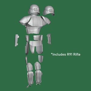 1:12/18/6 Scale Combat Armor and R91 Rifle Unpainted 3D Printed Figure ...