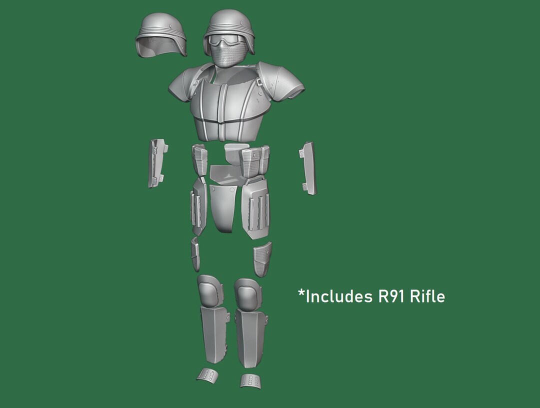 1:12/18/6 Scale Combat Armor and R91 Rifle Unpainted 3D Printed Figure ...