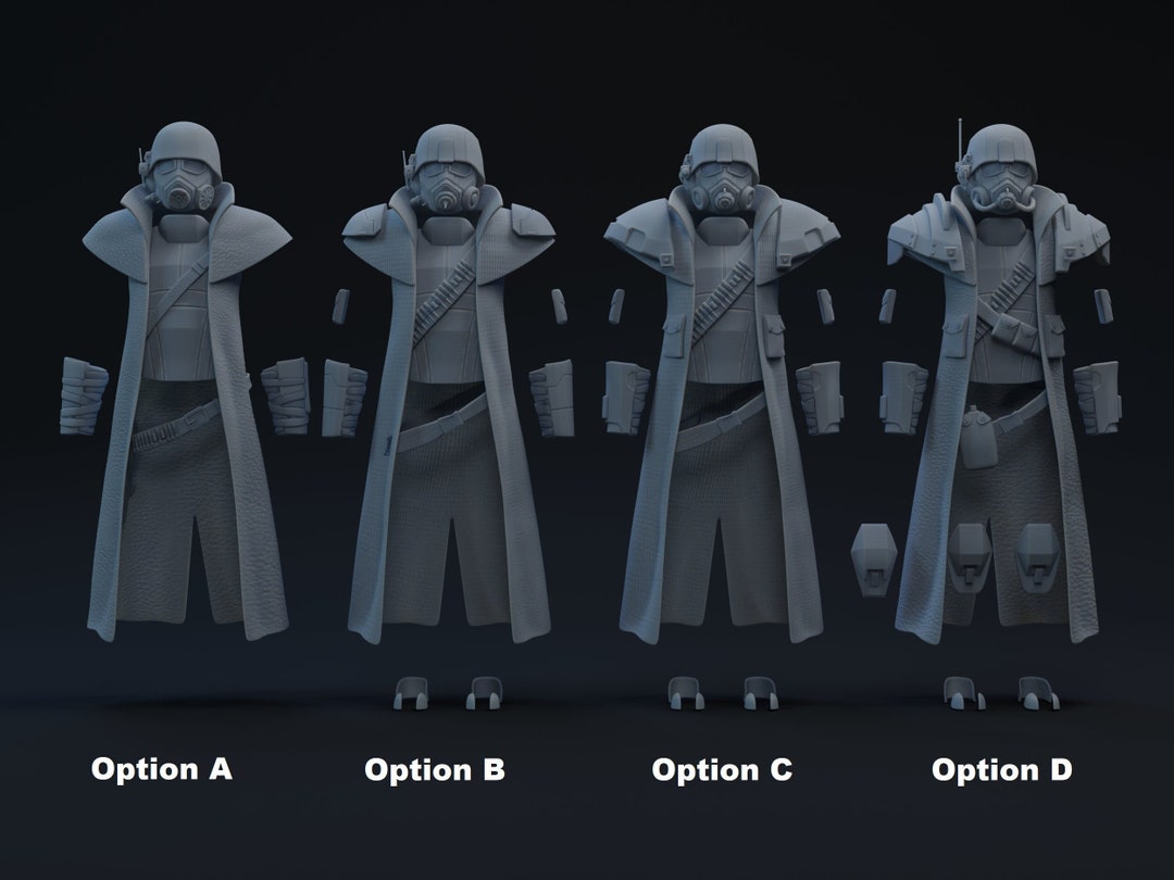 1:12/18/6 Scale NCR Desert Ranger and Riot Gear Kit Unpainted 3D ...